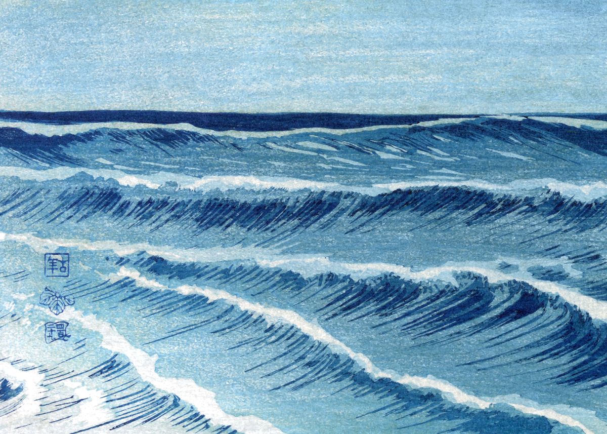 'Ocean Waves Konen Uehara' Poster, picture, metal print, paint by ...