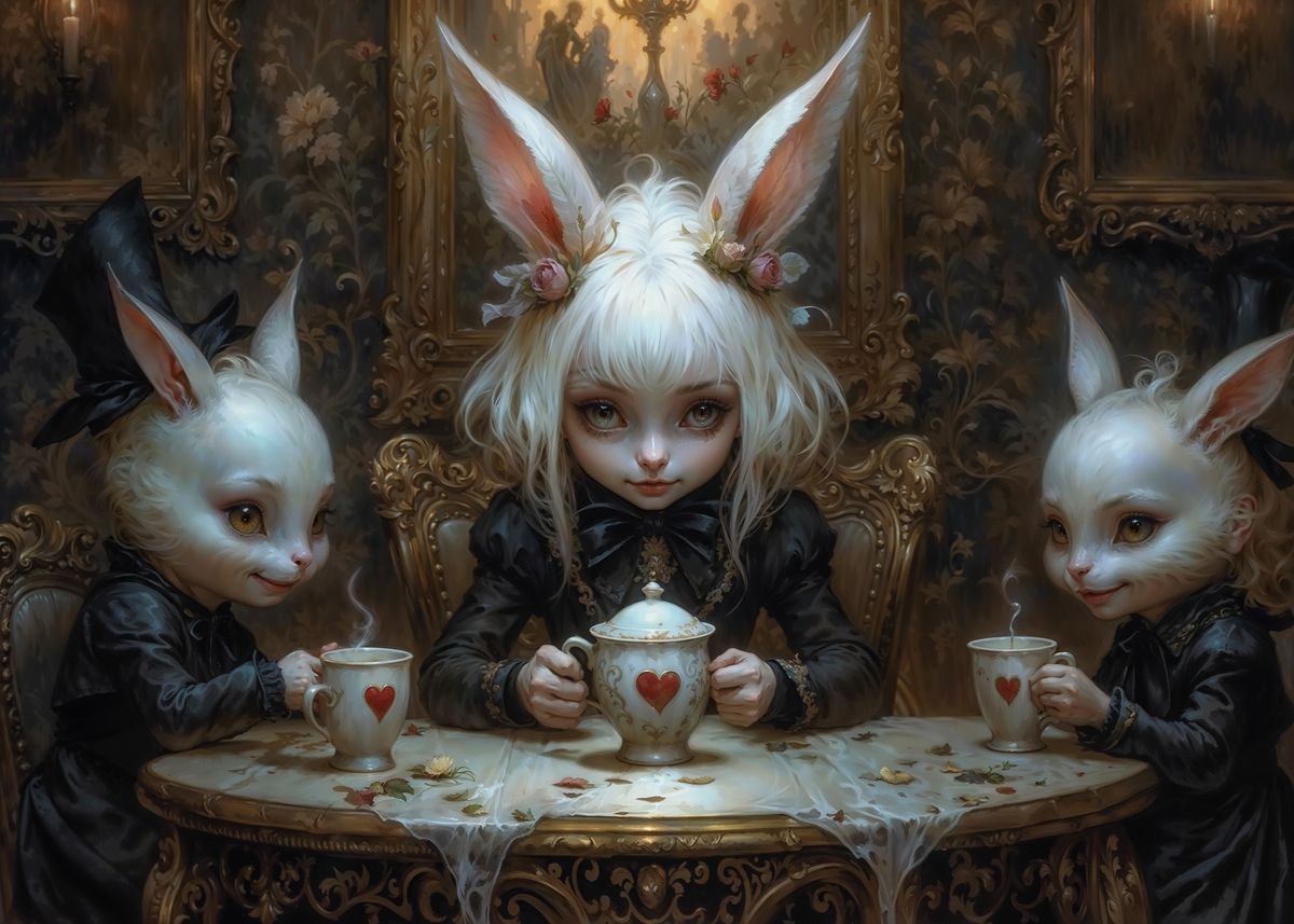 'White Rabbit Tea Party' Poster, picture, metal print, paint by Alice ...