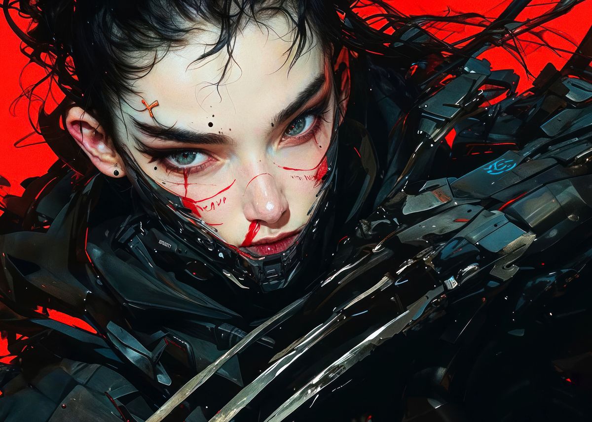 'girl claw punk' Poster, picture, metal print, paint by Digital art Design | Displate