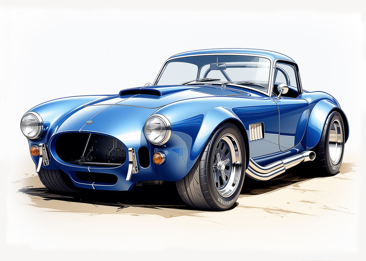 'Blue AC Cobra Sports Car' Poster, picture, metal print, paint by Roman ...
