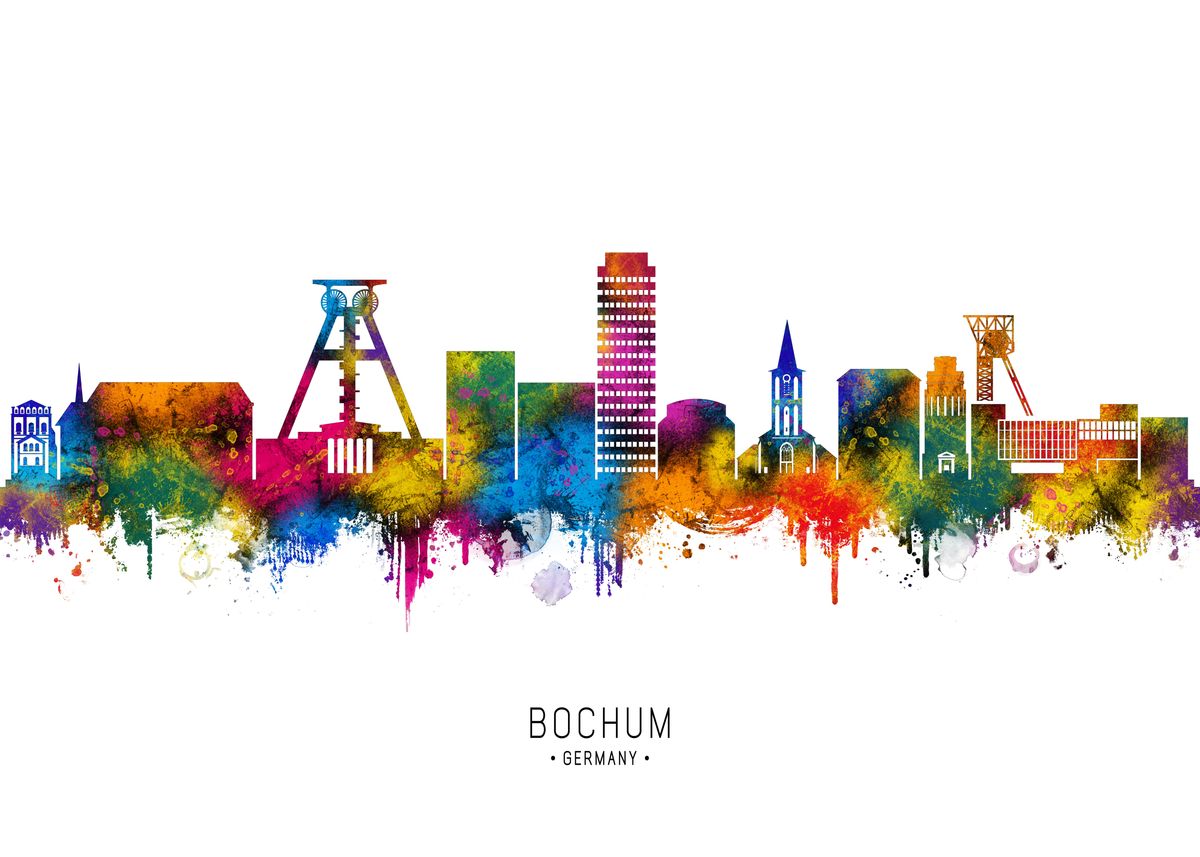 'Bochum Germany Skyline' Poster, picture, metal print, paint by Towseef ...
