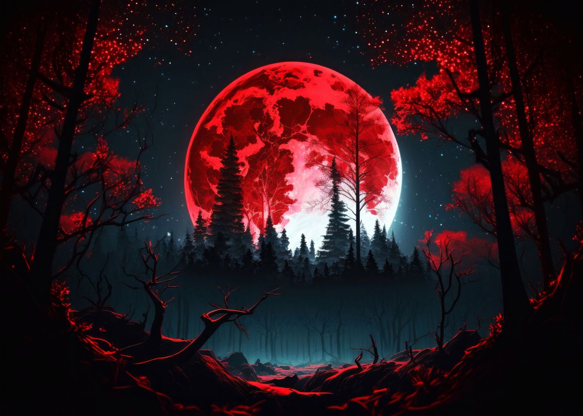 'Blood Moon' Poster, picture, metal print, paint by Simon Darren | Displate