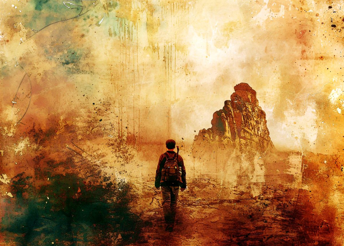'Lone Figure in a Desolate Landscape' Poster, picture, metal print ...