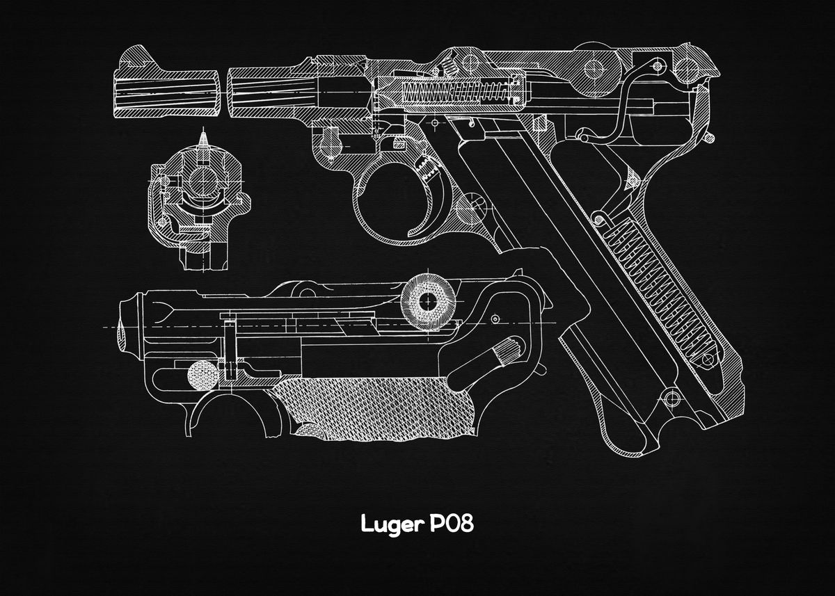 'Luger P08' Poster, picture, metal print, paint by Blueprint Expert ...