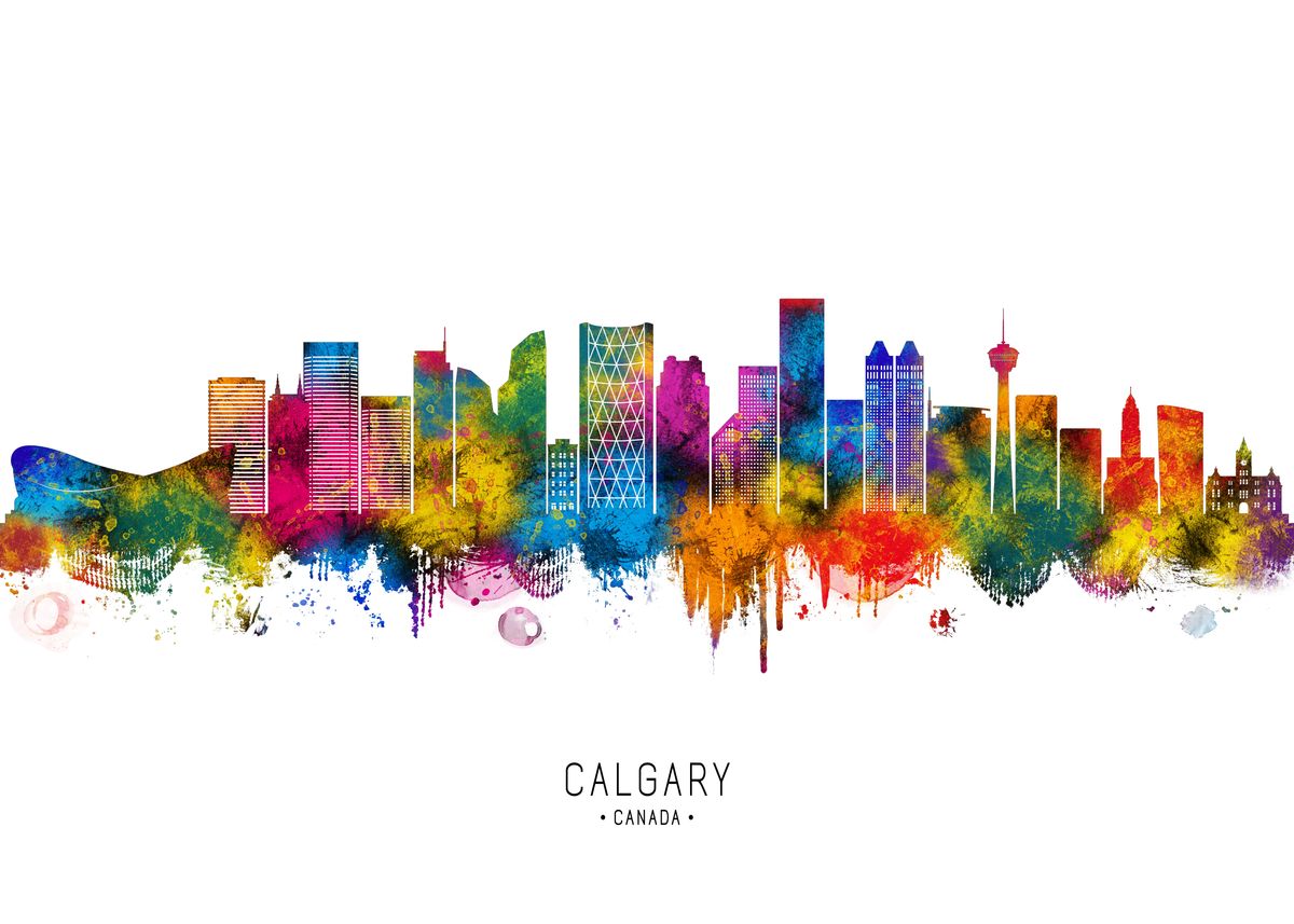 'Calgary Canada Skyline' Poster, picture, metal print, paint by Towseef ...