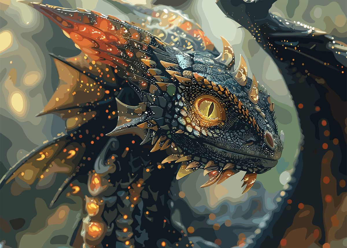 'Dragon Face' Poster, picture, metal print, paint by Gomes Leonard ...