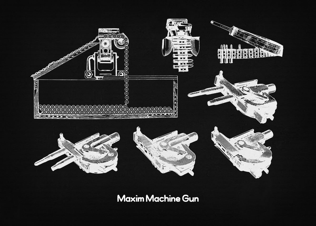 'Maxim Machine Gun' Poster, picture, metal print, paint by Blueprint ...