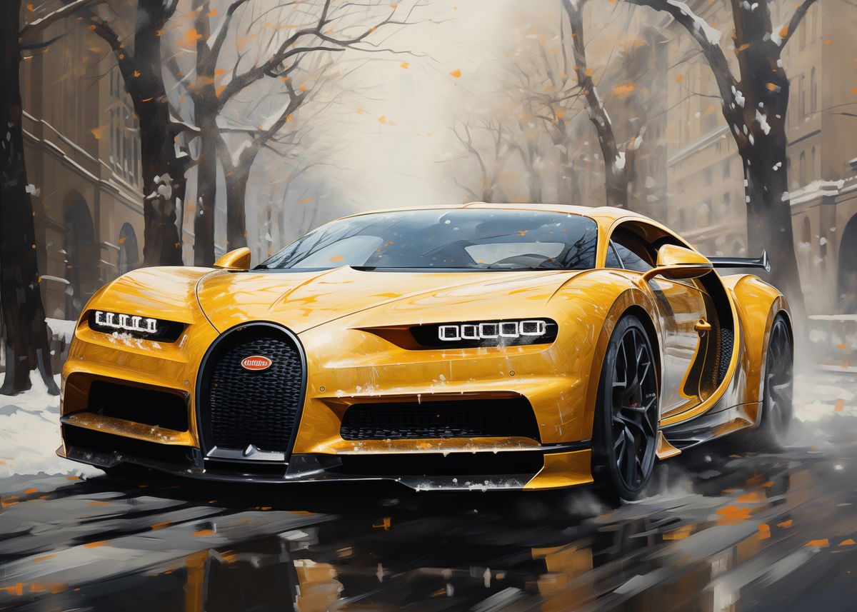 'Yellow Bugatti Chiron' Poster, picture, metal print, paint by Roman ...