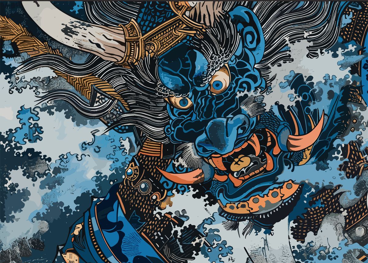 'Japanese Demon Warrior' Poster, picture, metal print, paint by Erick ...