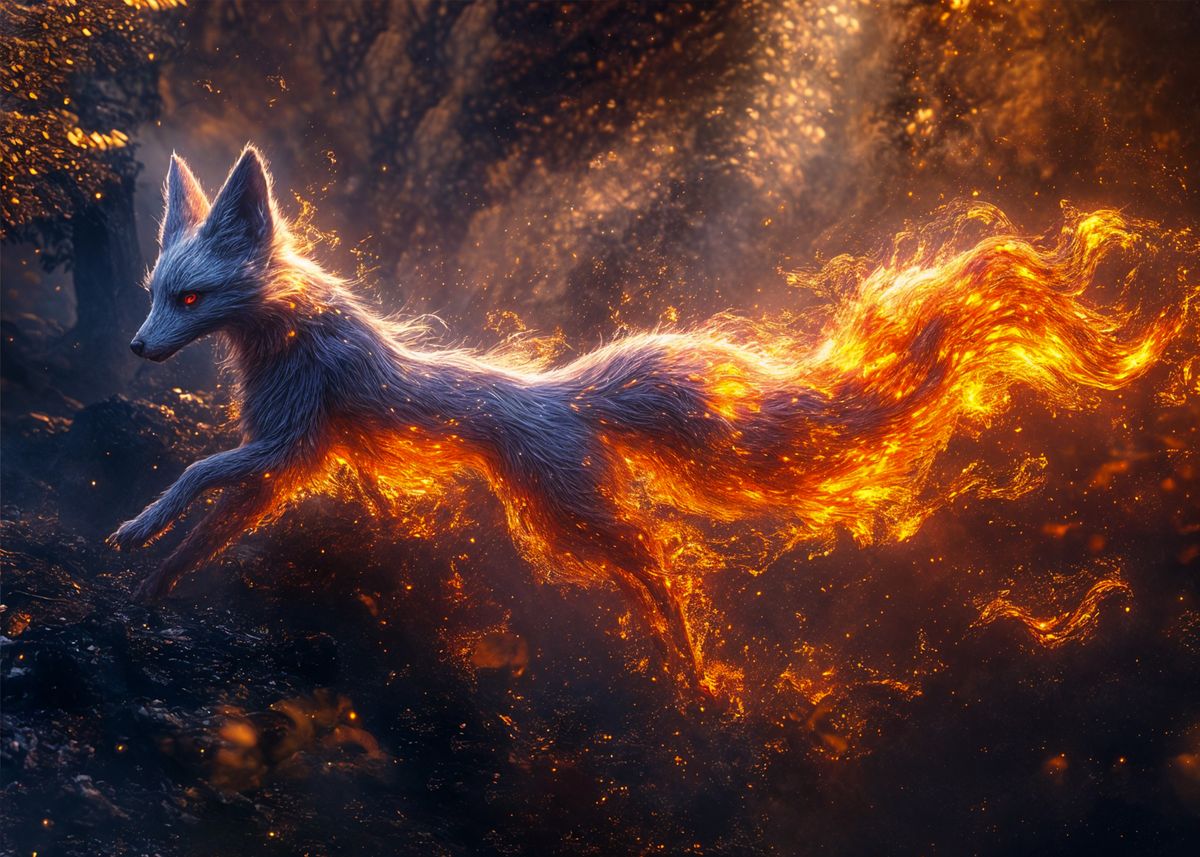 'Fire Fox' Poster, picture, metal print, paint by Dragon Ball Z | Displate