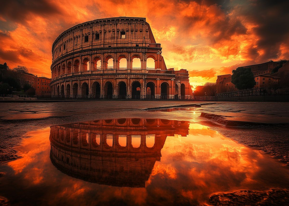 'Rome Colosseum Sunset' Poster, picture, metal print, paint by Hasna ...