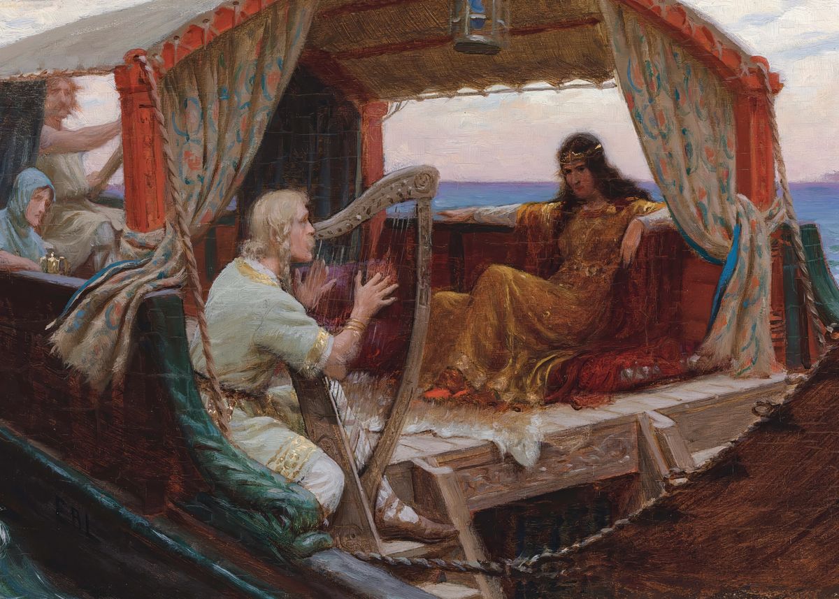 ''Tristan and Isolde' by Edmund Leighton' Poster, picture, metal print ...