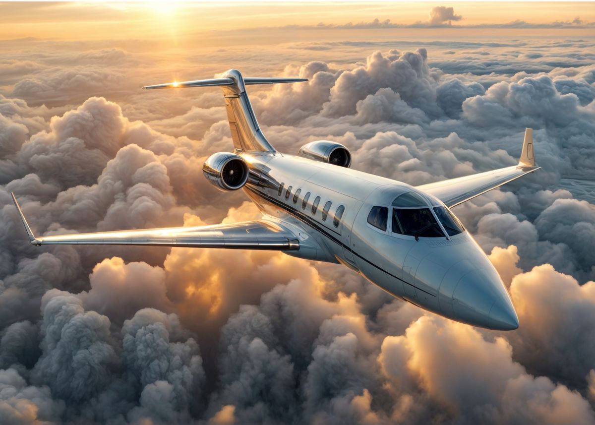 'Private Jet Above Clouds' Poster, picture, metal print, paint by Mango ...