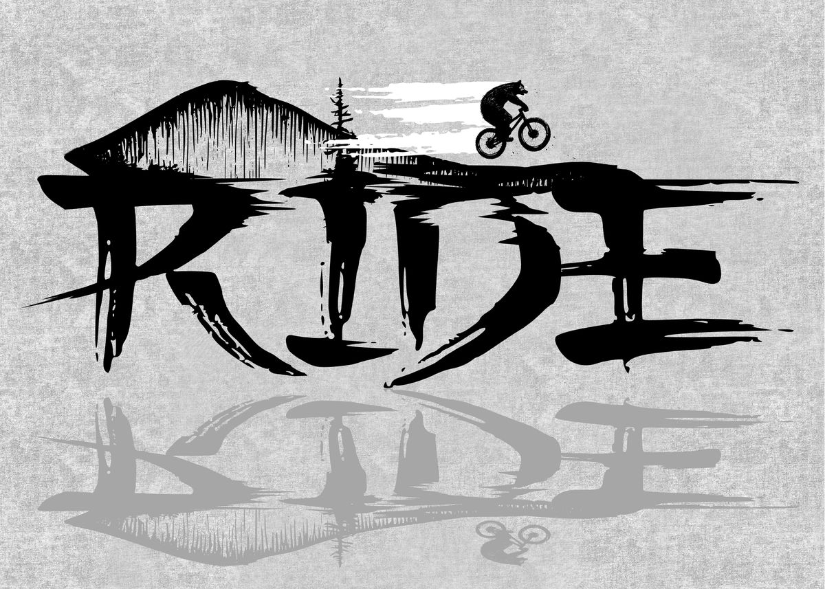 'Ride Mountain Bike Graphic' Poster, picture, metal print, paint by ...