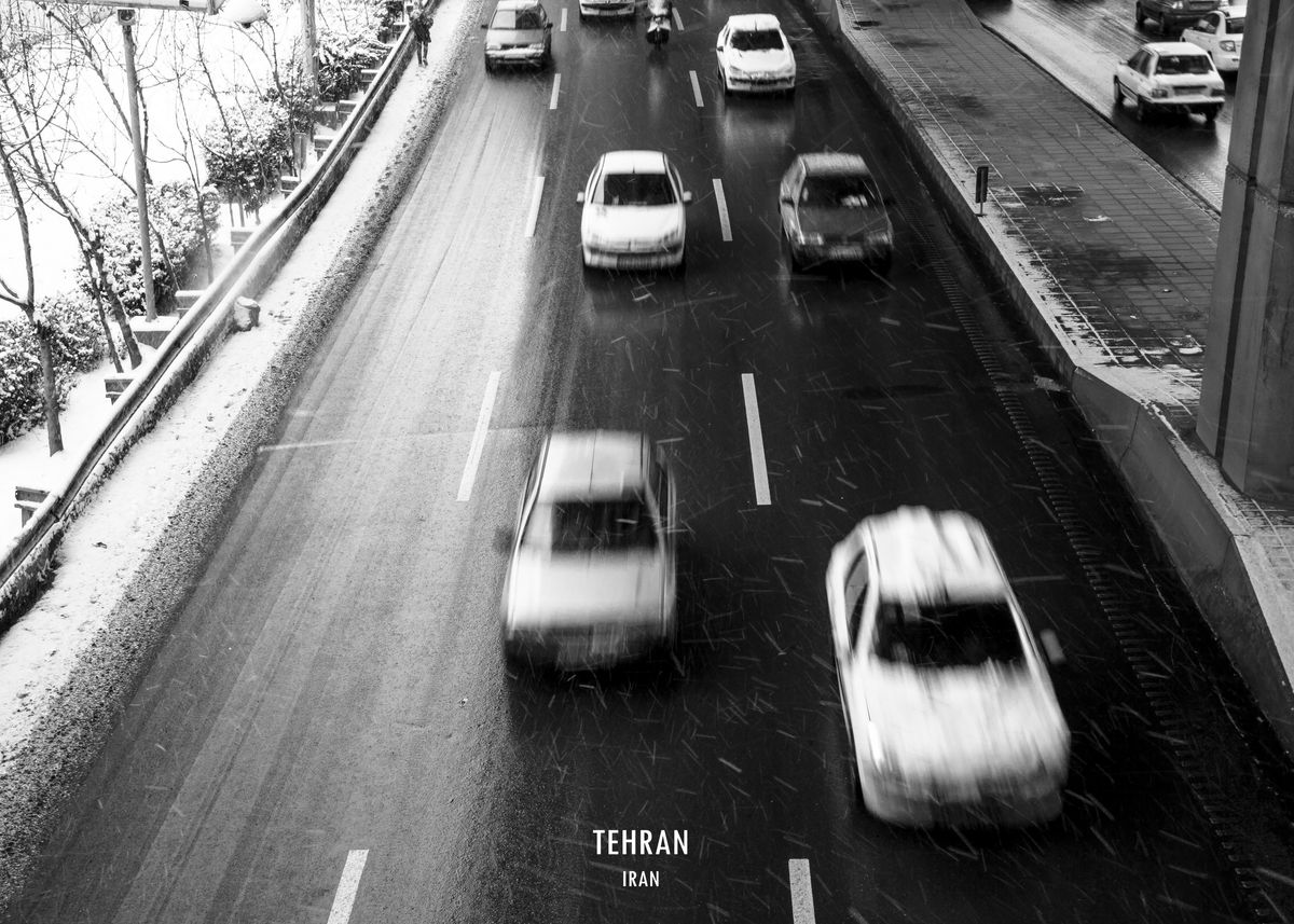 'Snowy Tehran - Sadr Highway' Poster, picture, metal print, paint by ...