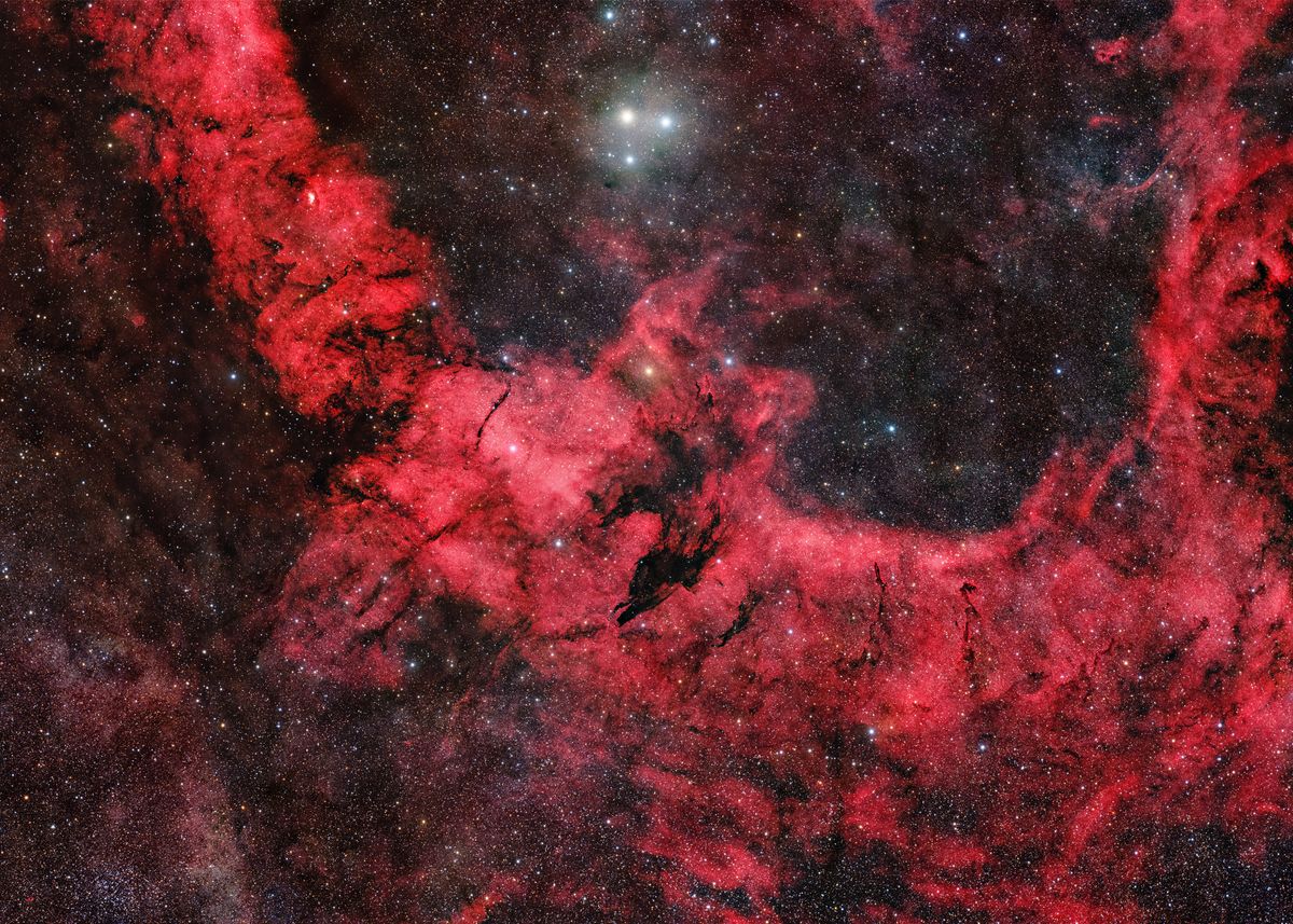 'Red Nebula in Space' Poster, picture, metal print, paint by Dominic ...