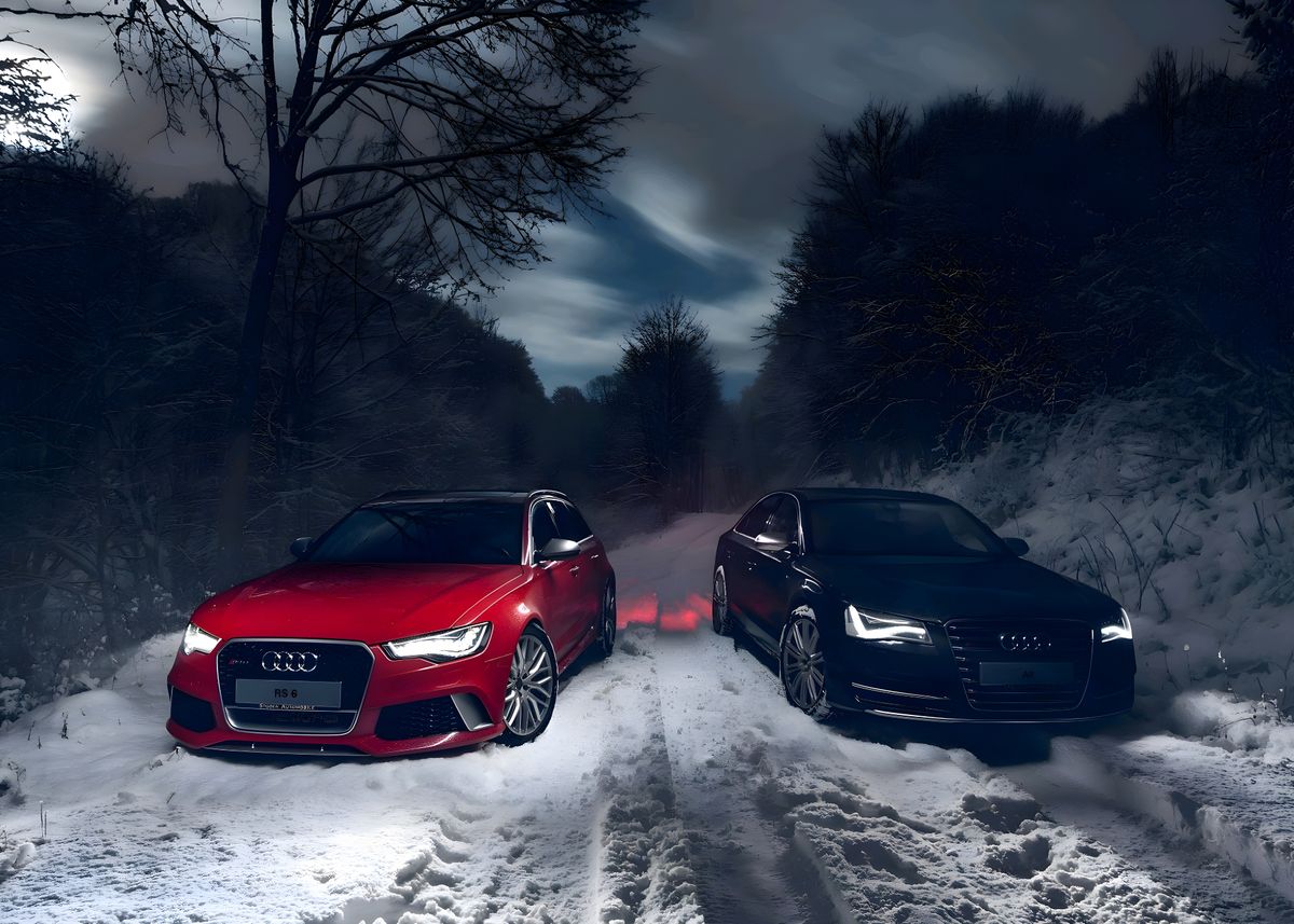 'Audi RS6 & S8 in Snow' Poster, picture, metal print, paint by Super ...