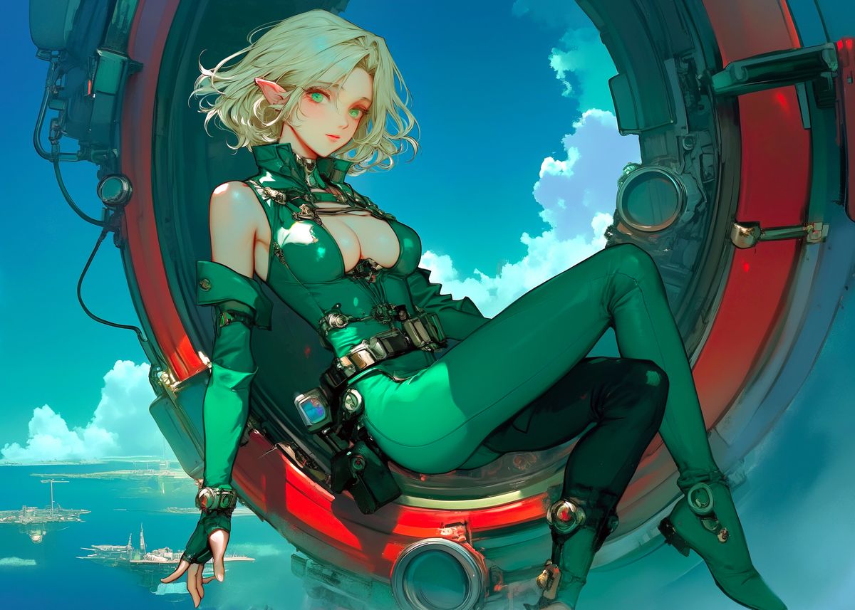 'Emerald Gaze' Poster, picture, metal print, paint by Pixel Pixie Dust | Displate