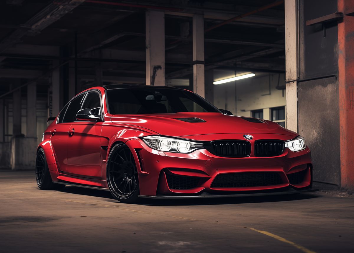 'Red BMW M3 Tuned car' Poster, picture, metal print, paint by Roman ...
