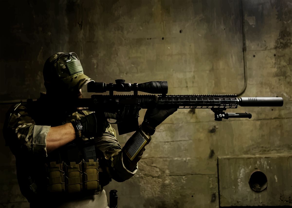 'Military Sniper Rifle' Poster, picture, metal print, paint by aca nehi ...