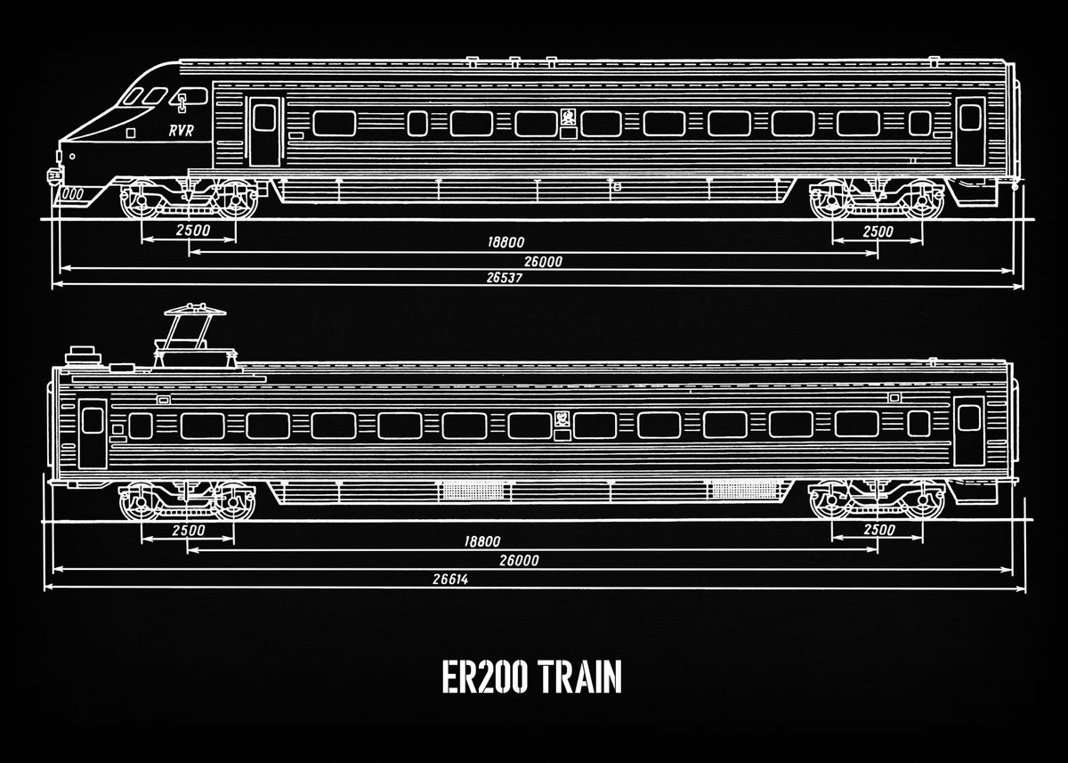'ER200 Train' Poster, picture, metal print, paint by Blueprint Expert ...