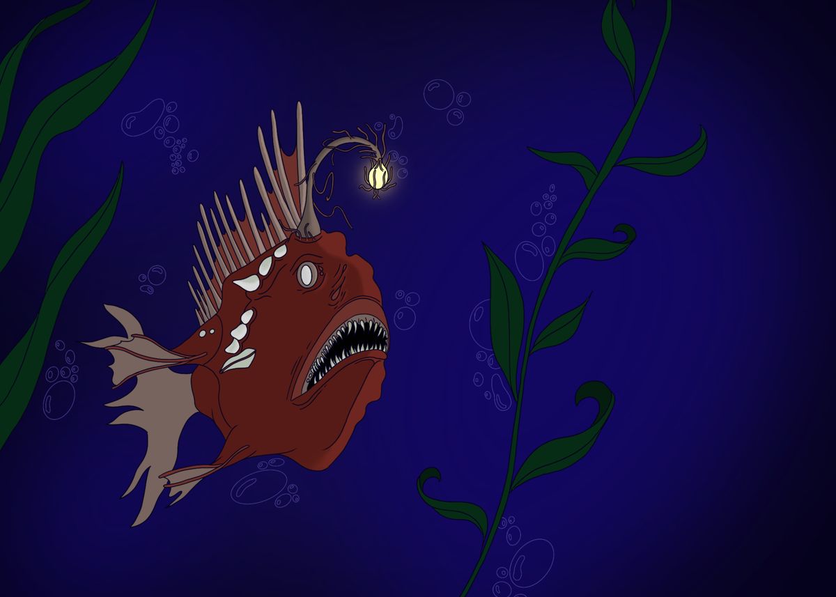 'Deep Sea Anglerfish' Poster, picture, metal print, paint by Alexis ...