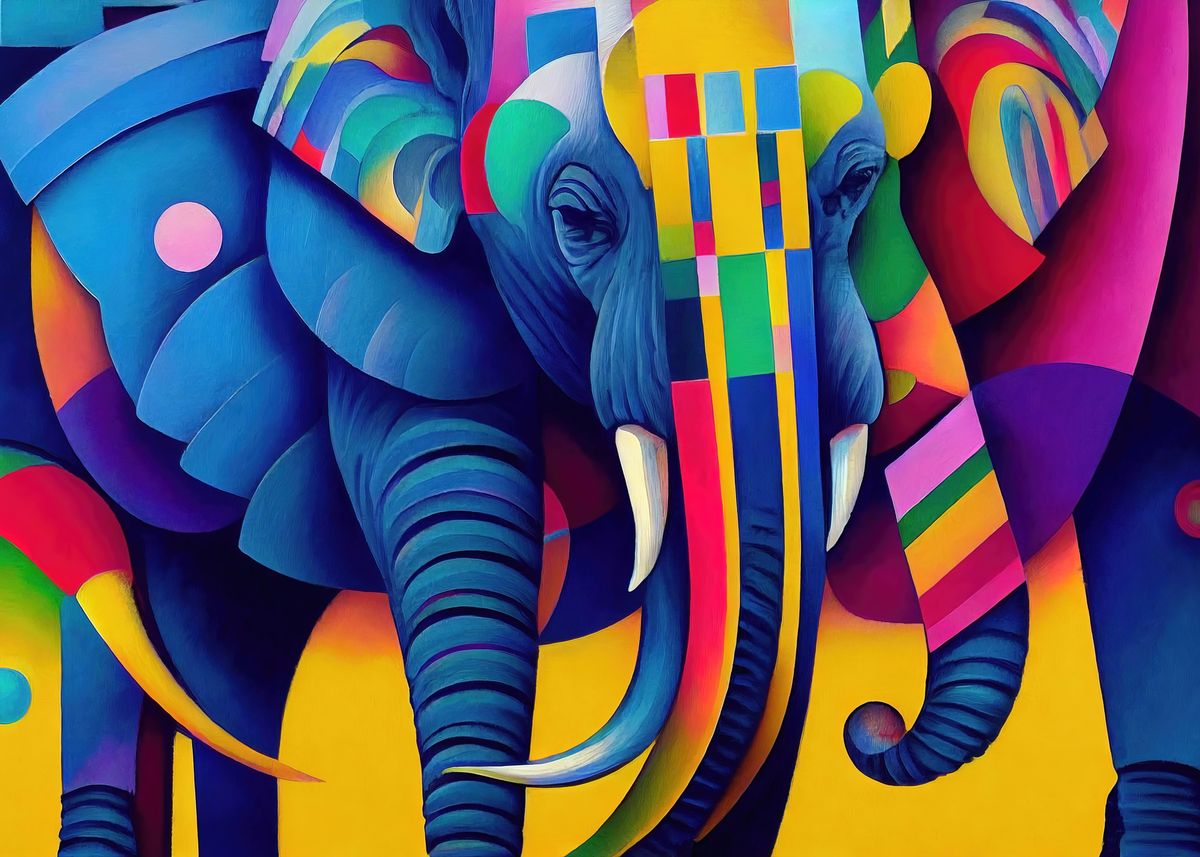 'Elephant Abstract Art' Poster, picture, metal print, paint by Nor ...