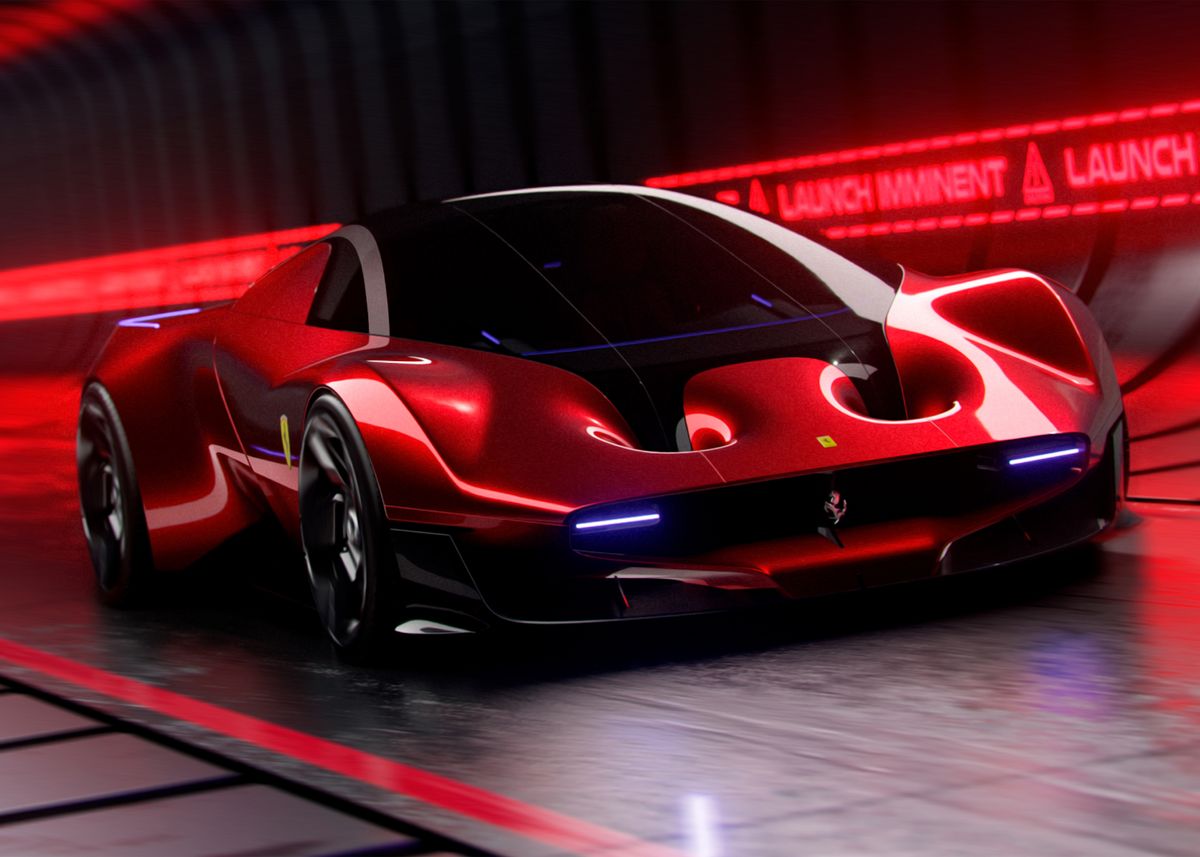 'Red Ferrari Concept Car' Poster, picture, metal print, paint by ...
