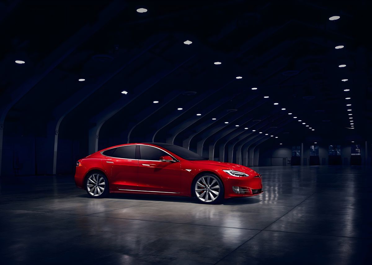 'Red Tesla Model S' Poster, picture, metal print, paint by Good poster ...