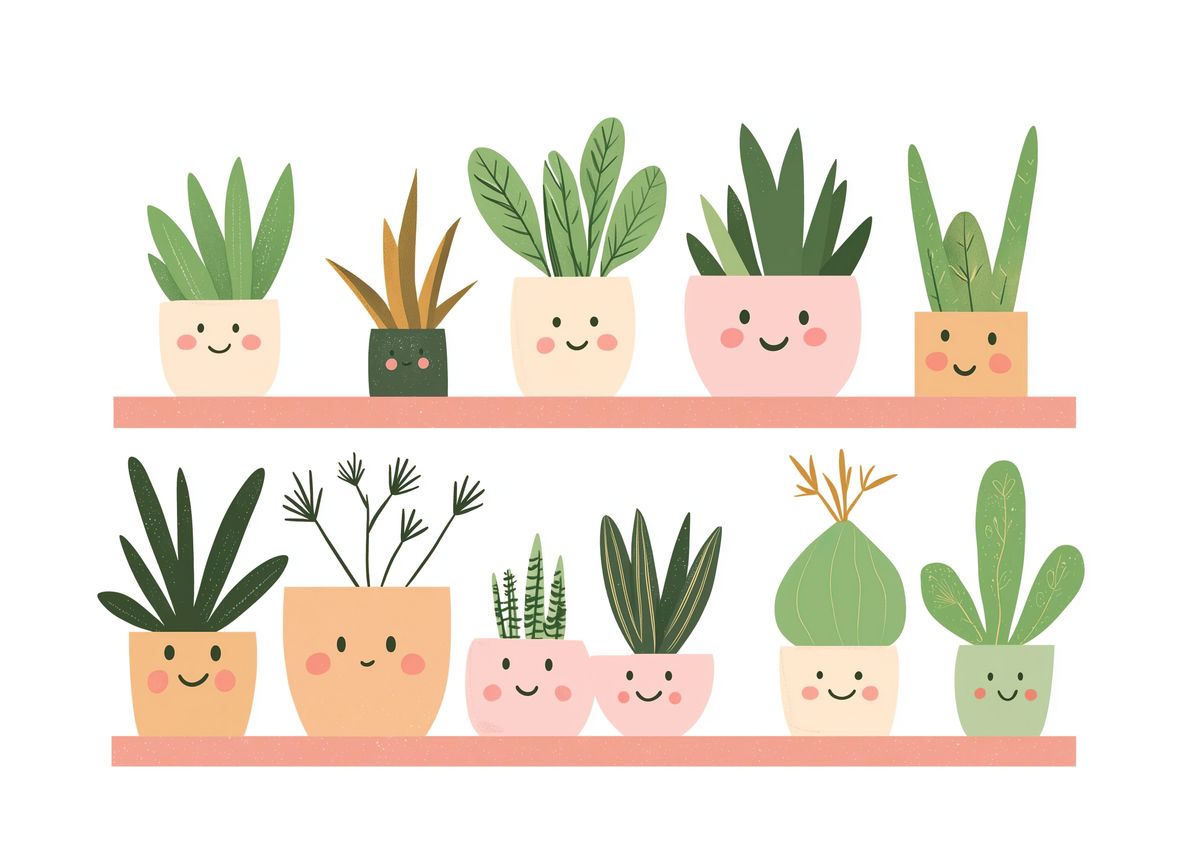 'Smiling Plant Pots' Poster, picture, metal print, paint by Quasarai ...