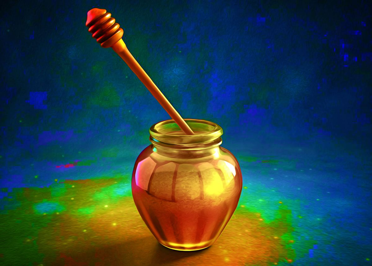 'Honey Jar with Dipper' Poster, picture, metal print, paint by Manish ...