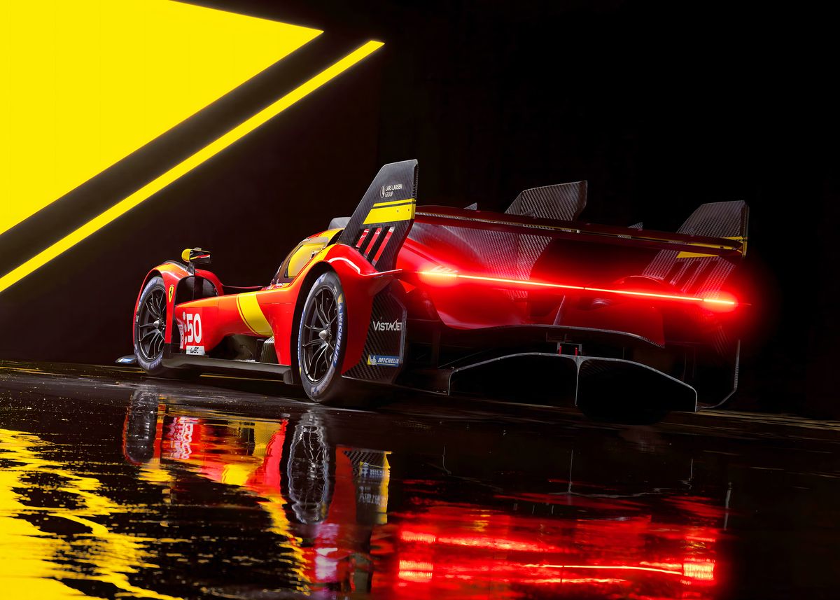 'ferrari Red Race Car Back View' Poster, picture, metal print, paint by ...