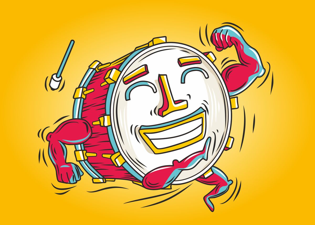 'Smiling Drum Character' Poster, picture, metal print, paint by Mateusz ...