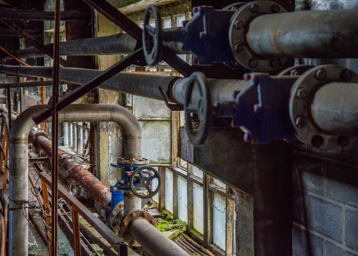 'Industrial Pipework and Valves' Poster, picture, metal print, paint by ...