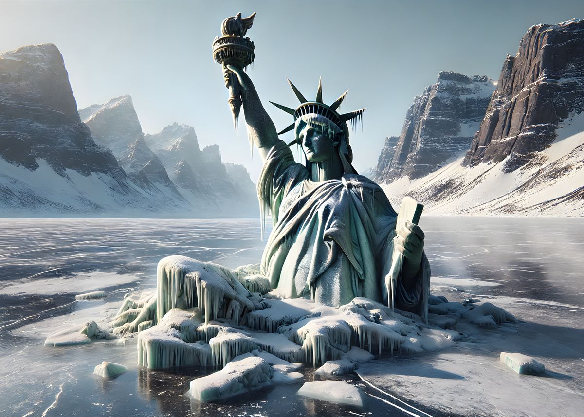 'Frozen Statue of Liberty' Poster, picture, metal print, paint by Hasbu ...