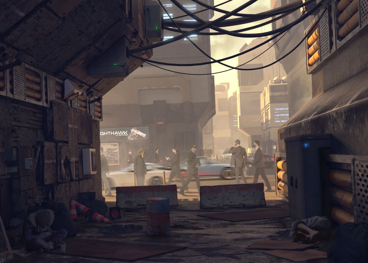 'Cyberpunk City Alley' Poster, picture, metal print, paint by Alexandre ...