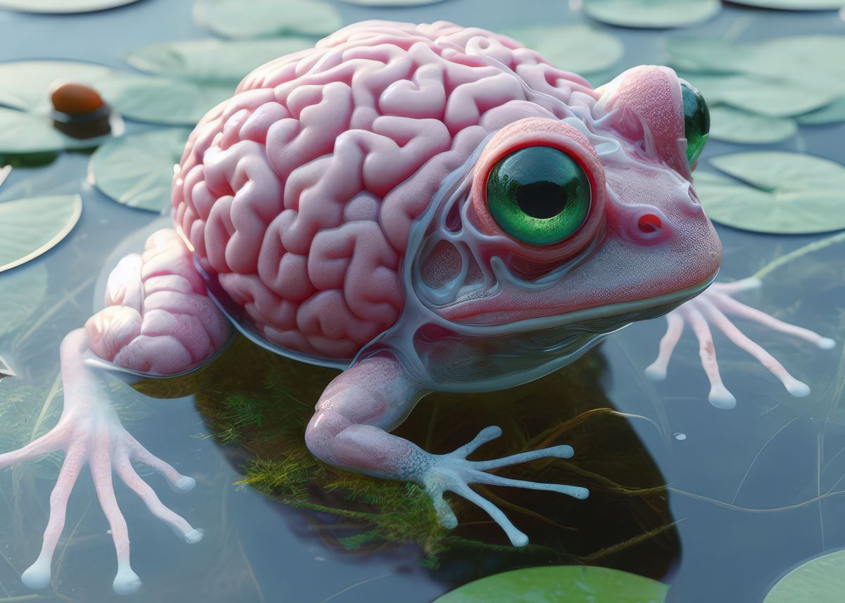 'Brain Frog in Pond 2' Poster, picture, metal print, paint by Ricardo Betanho Martins MD | Displate