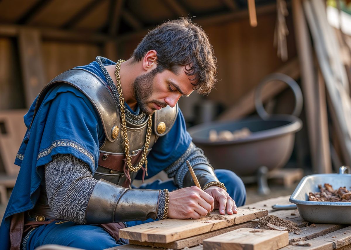 'Roman Soldier Carving Wood' Poster, picture, metal print, paint by ...
