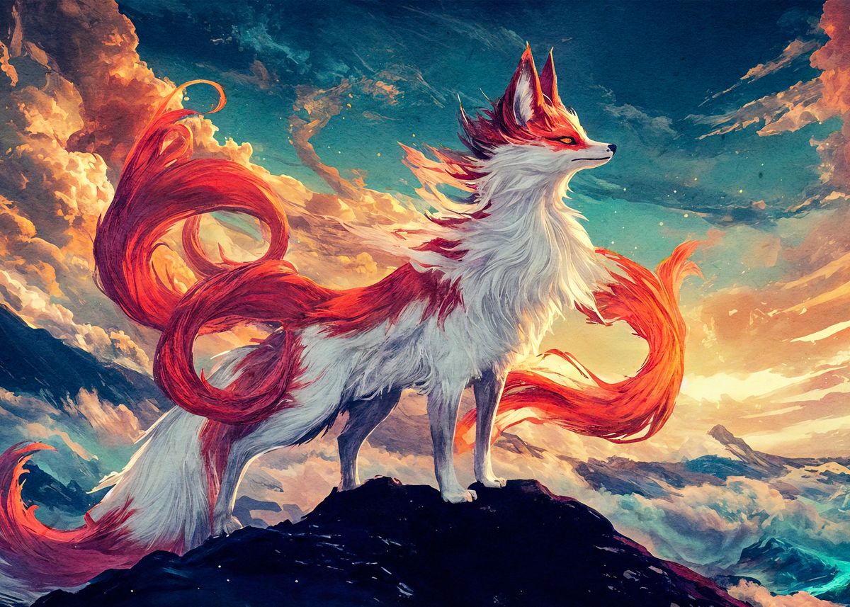 'Fiery Fox Clouds' Poster, picture, metal print, paint by Nile May ...