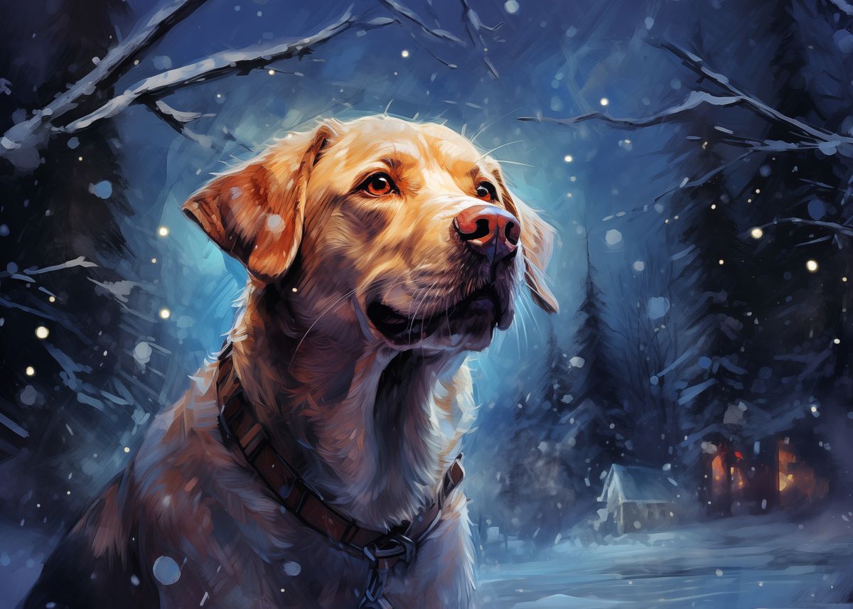 'Labrador Retriever in Winter' Poster, picture, metal print, paint by ...