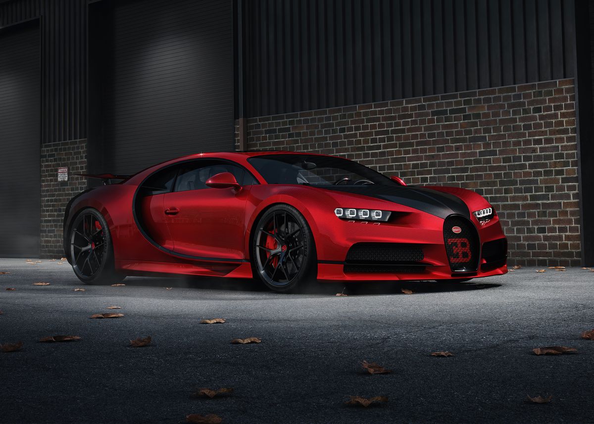 'Red Bugatti Chiron' Poster, picture, metal print, paint by Erikk act ...