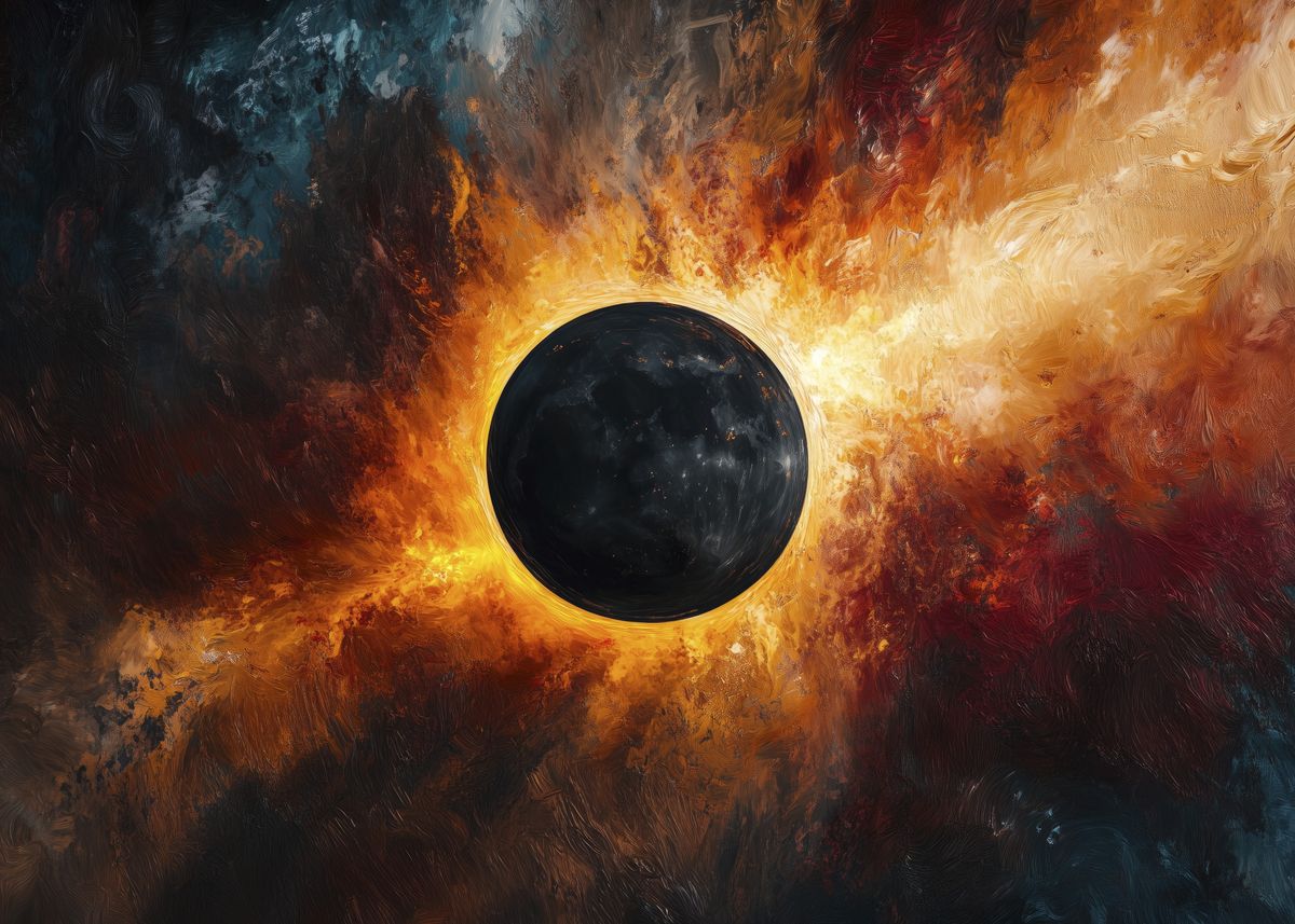 'Cosmic Eclipse' Poster, picture, metal print, paint by KyzArt | Displate