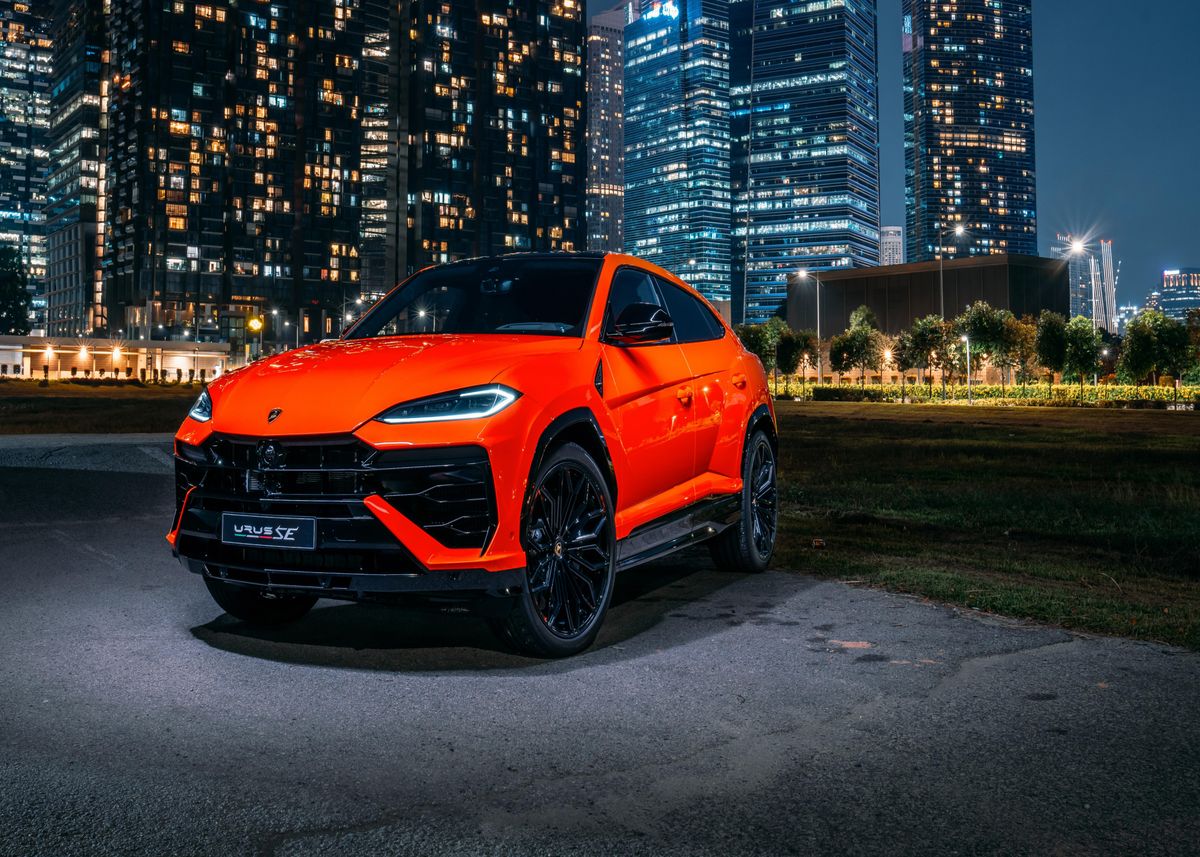 'Orange Lamborghini Urus' Poster, picture, metal print, paint by Vega ...
