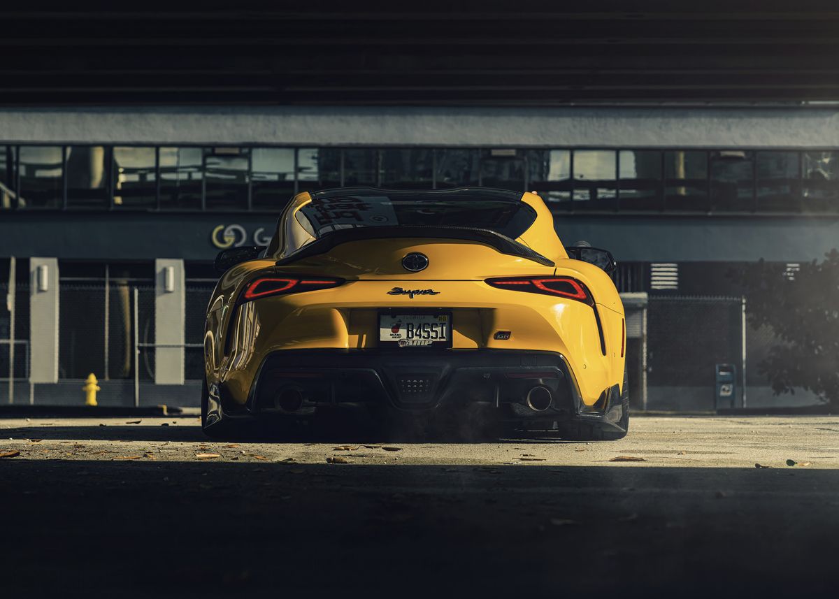 'Yellow Supra Rear View' Poster, picture, metal print, paint by ALCN ...
