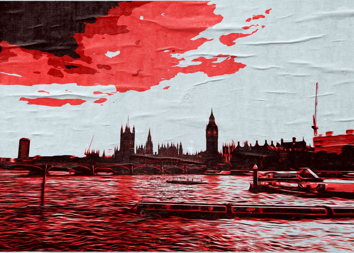 'London Skyline Red' Poster, picture, metal print, paint by Gianluca ...