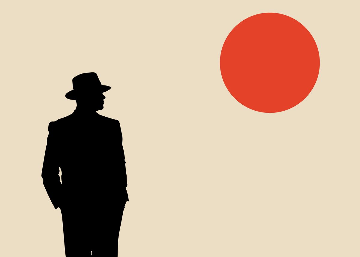 'Silhouette Man and Red Circle' Poster, picture, metal print, paint by ...