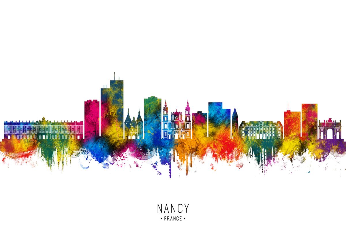 'Nancy Cityscape Watercolor' Poster, picture, metal print, paint by ...