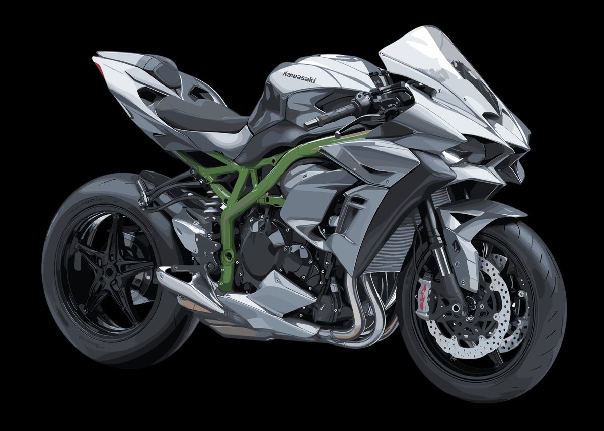 'Kawasaki Ninja h2r' Poster, picture, metal print, paint by Sizuki ...