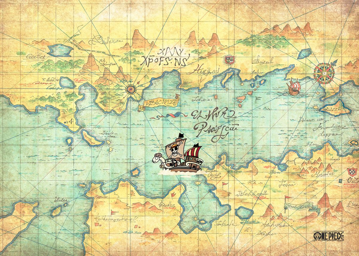 'Pirate Map' Poster, picture, metal print, paint by One Piece | Displate