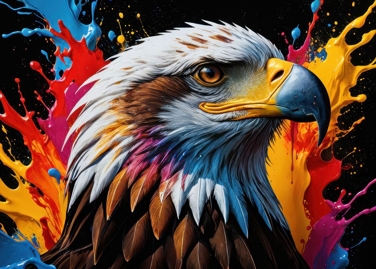 'Eagle in Color Splashes' Poster, picture, metal print, paint by ...